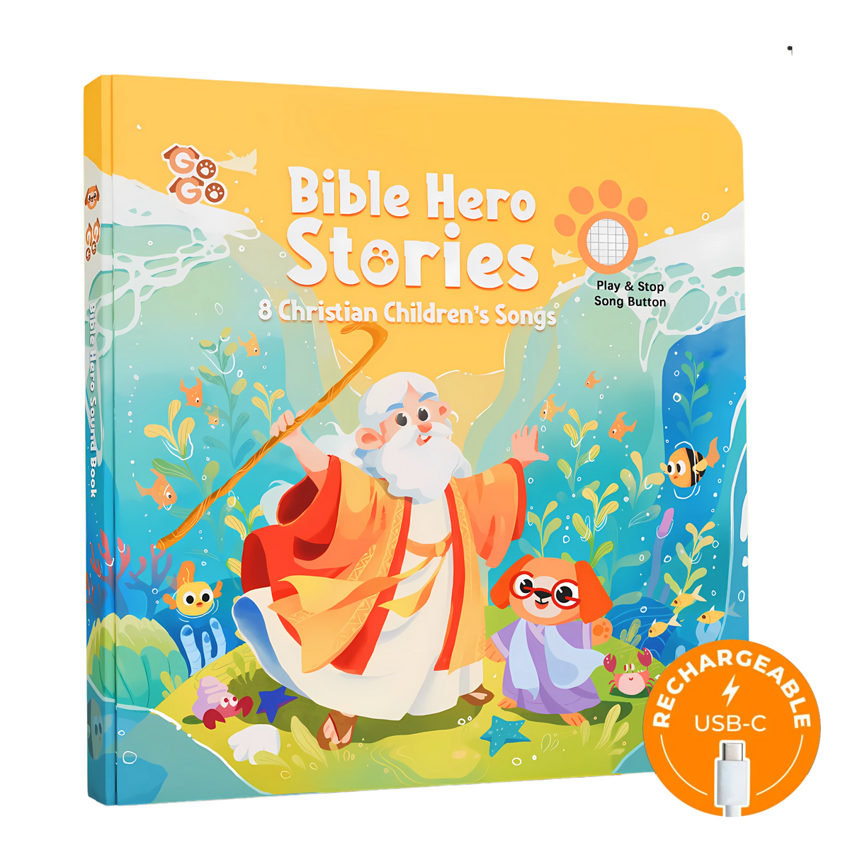 8 Bible Hero Songs Sound Book - USB-C Rechargeable Musical Book – Go Go ...
